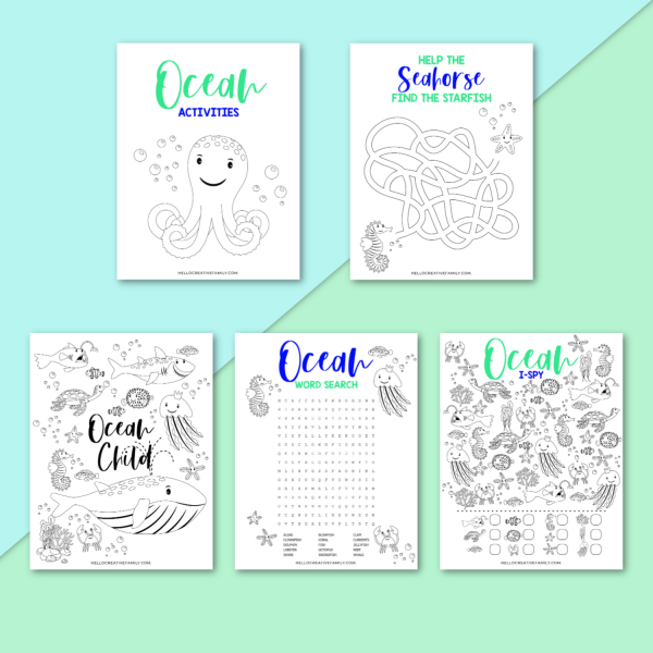 Free Ocean Printable- 5 Activity Pages For Kids - Hello Creative Family