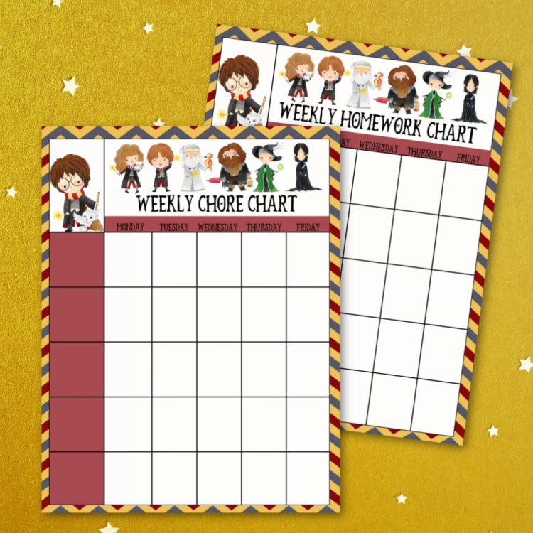 Free Harry Potter Printables- Homework and Chore Charts