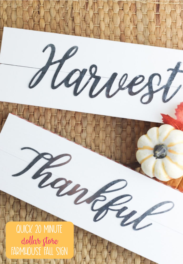 DIY Dollar Store Farmhouse Style Fall Thanksgiving Sign Craft - Hello ...