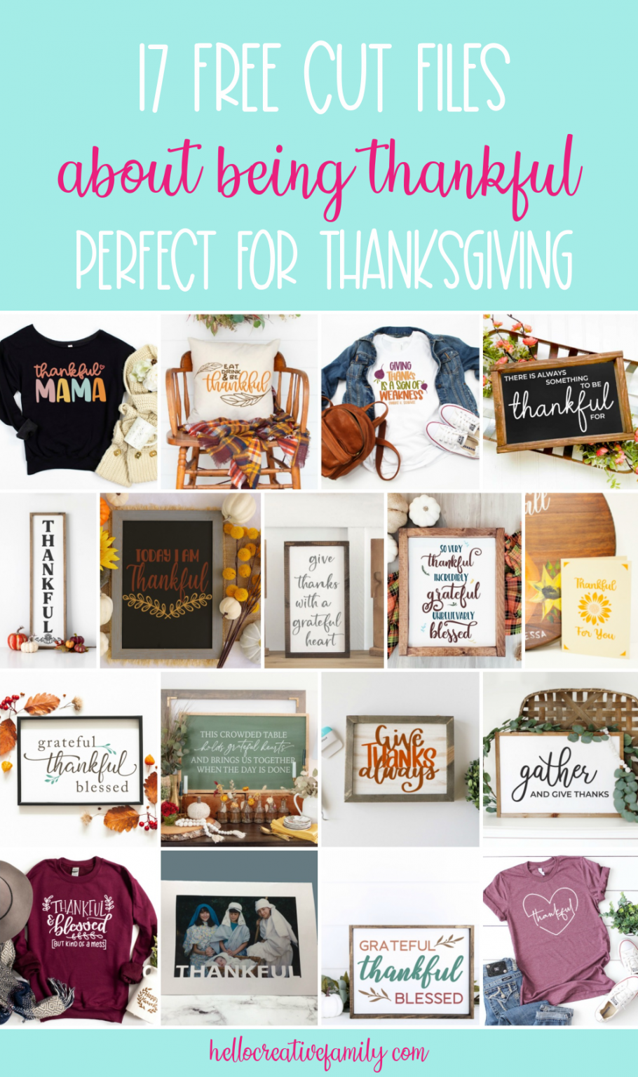 Free Thankful SVG + 11 Thanksgiving Cut Files - Hello Creative Family