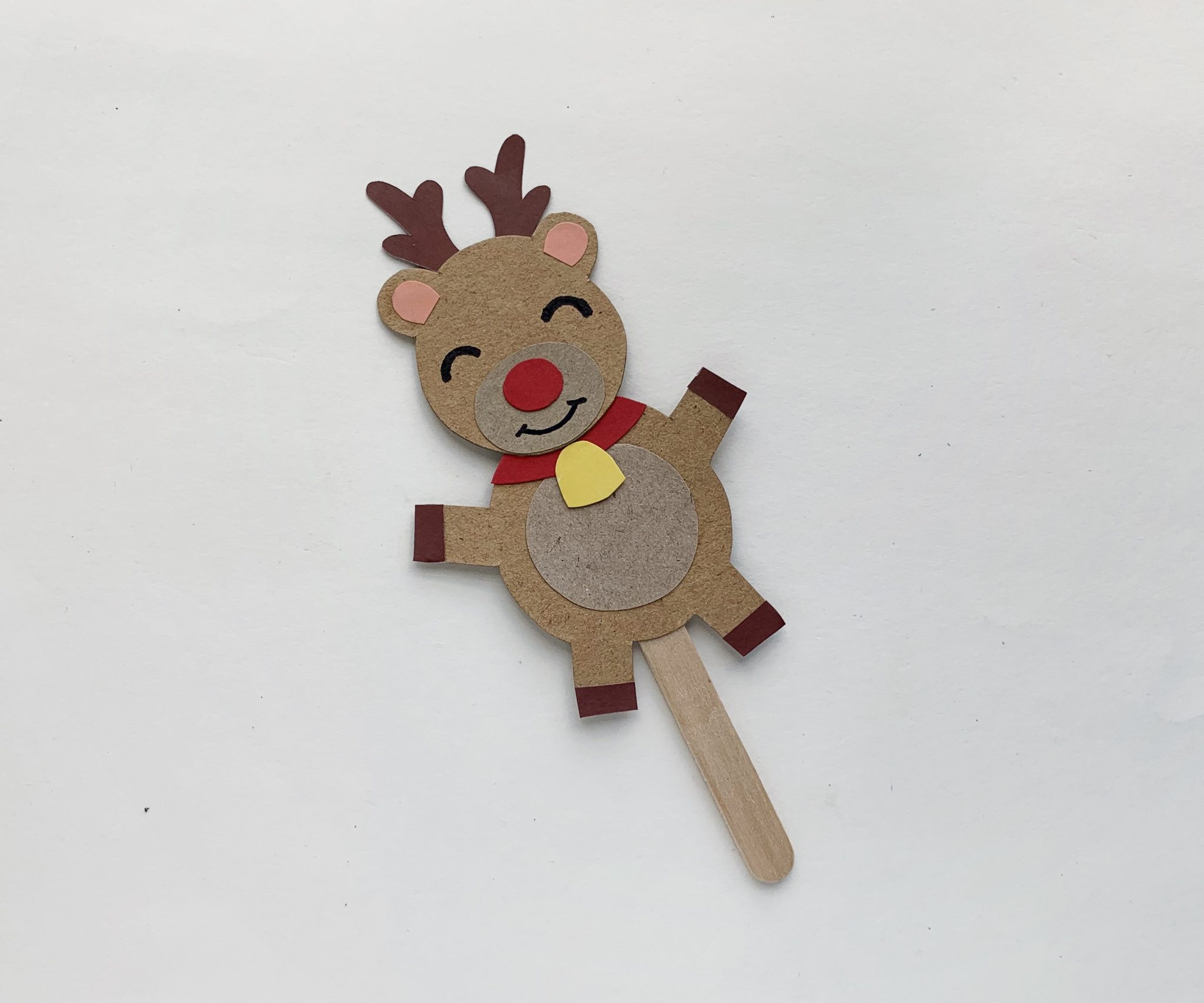 Rudolph Reindeer Puppet- Kids Christmas Craft With Free Printable