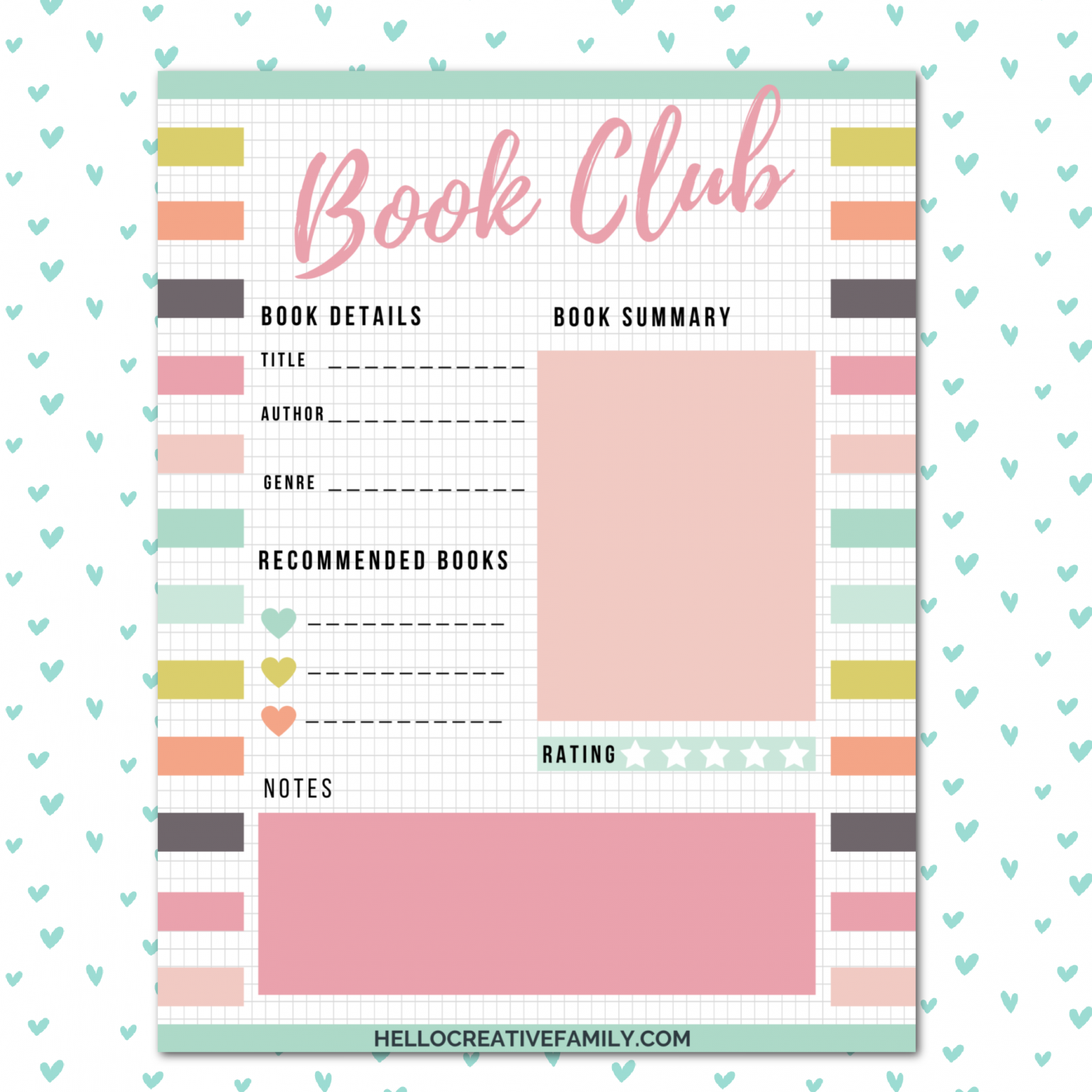 Book Club Tracker + 17 Free Reading Printables - Hello Creative Family