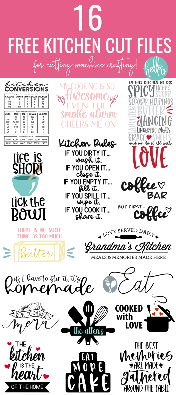 Custom Name Kitchen Sign SVG + 16 Free Kitchen Cut Files