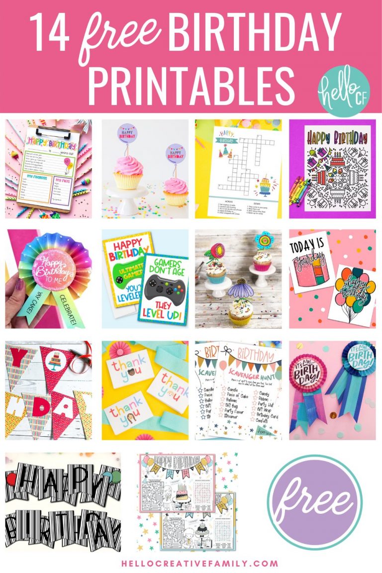 Free Birthday Activity Sheets + 14 Birthday Printables