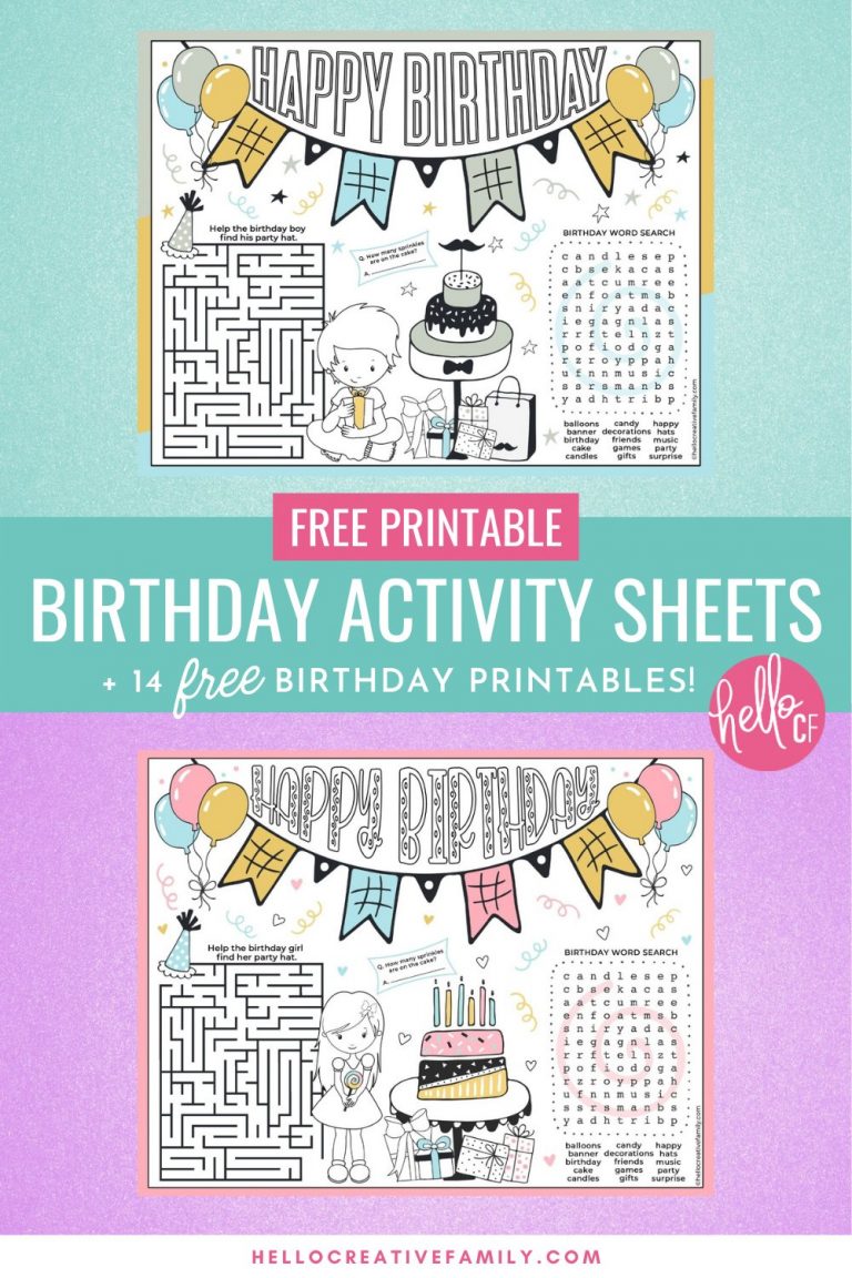 Free Birthday Activity Sheets + 14 Birthday Printables