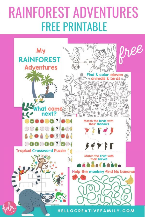 Free Rainforest Activity Sheets Printable + Giveaway