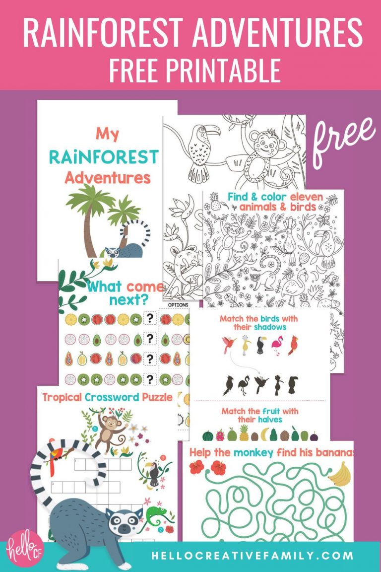 Free Rainforest Activity Sheets Printable + Giveaway