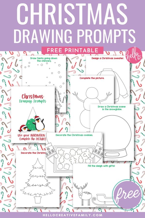 7 Page Christmas Drawing Ideas Printable With Super Fun Prompts
