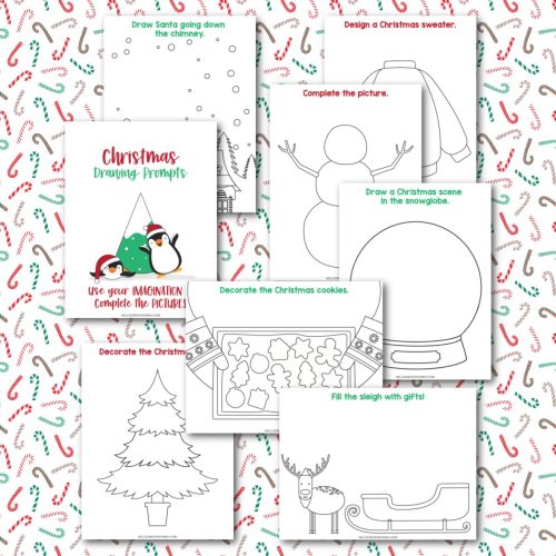 7 Page Christmas Drawing Ideas Printable With Super Fun Prompts