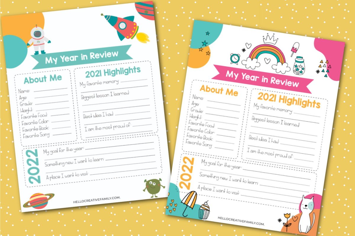 Printable Year In Review New Years Activity For Kids- Updated Each Year