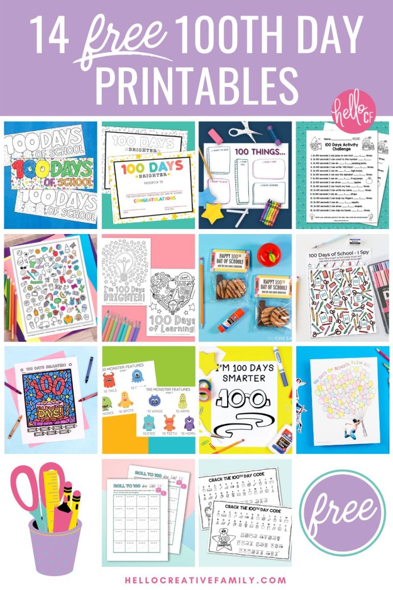 14 Free 100 Day of School Printables + Tons of Activities and Ideas