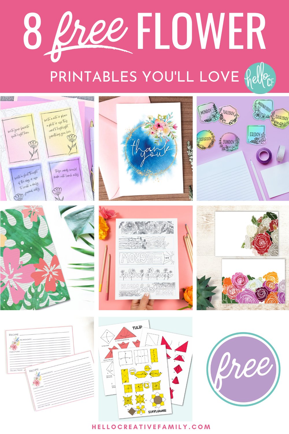 8 Free Flower Printables Including Days Of The Week Flower Stickers