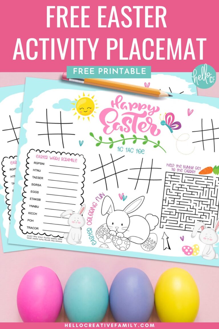 Free Easter Printable- Easter Bunny Activity Placemat